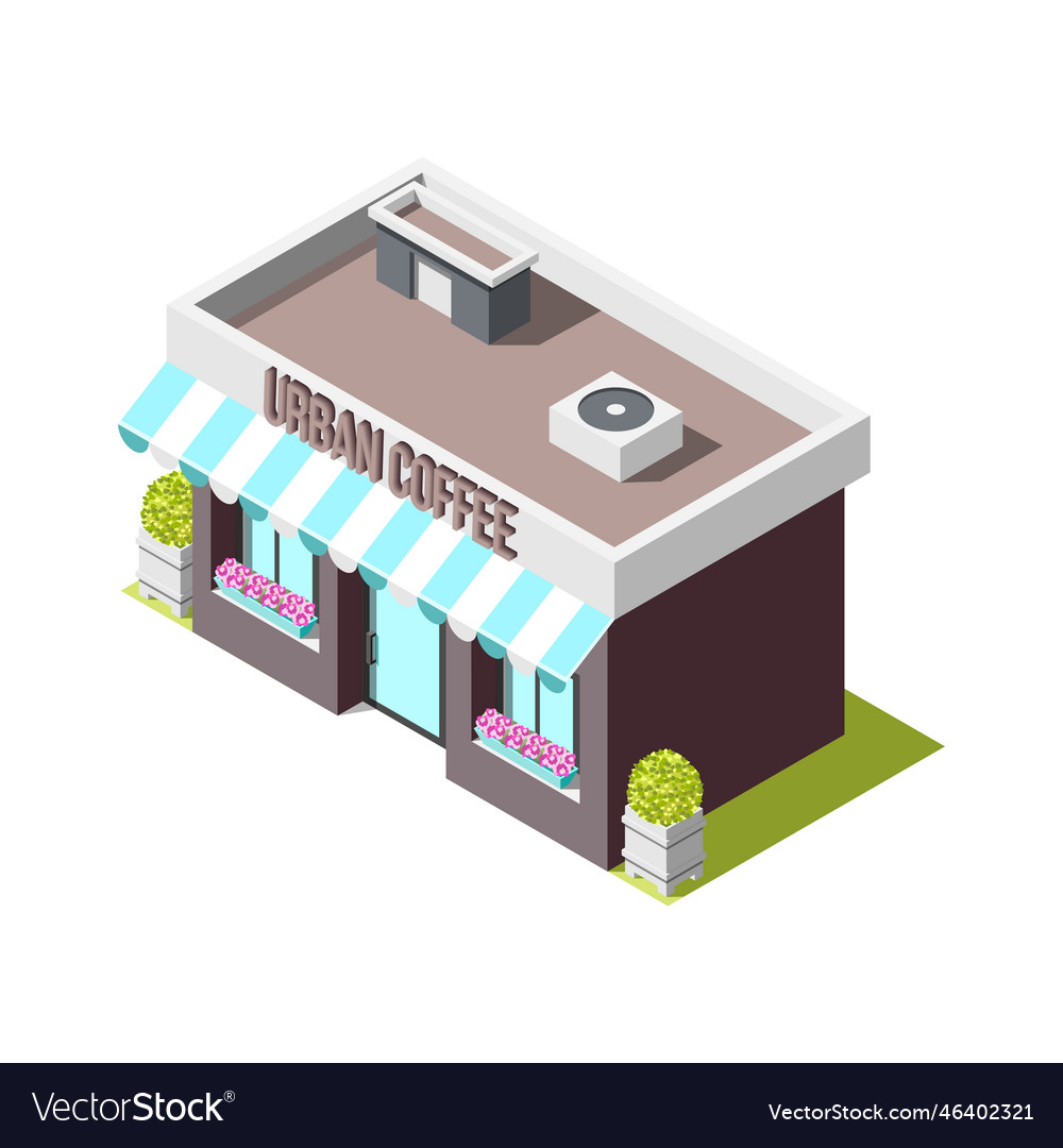 Isometric cafe building Royalty Free Vector Image