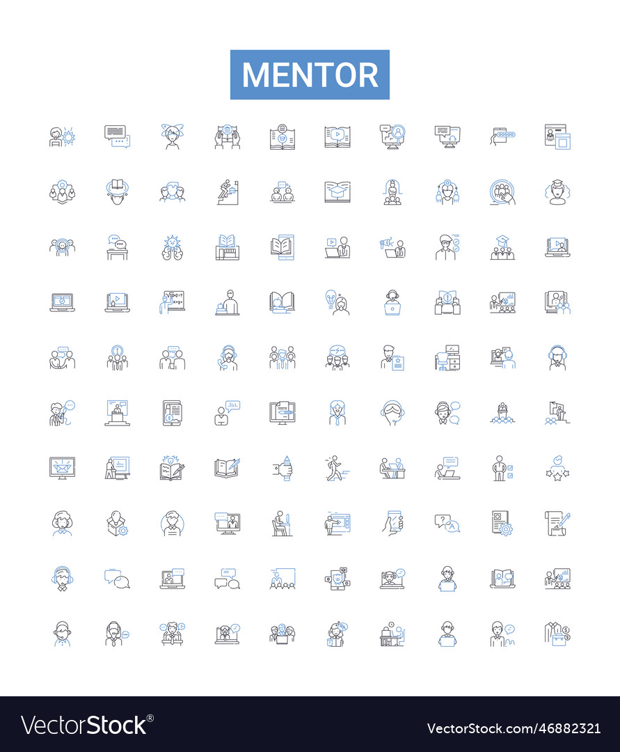 Mentor outline icons collection guidance Vector Image