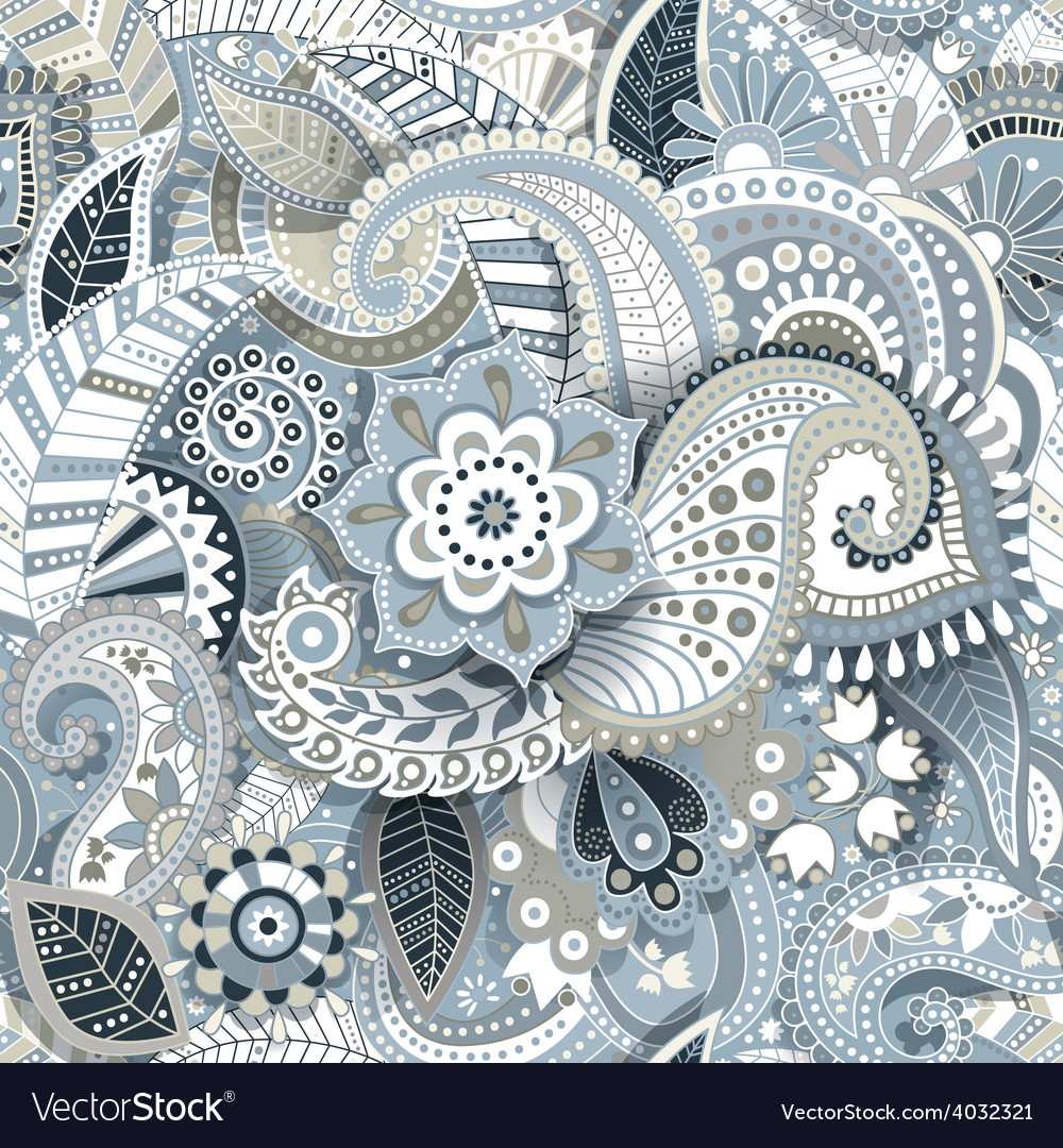 Paisley seamless pattern with shadow effect Vector Image