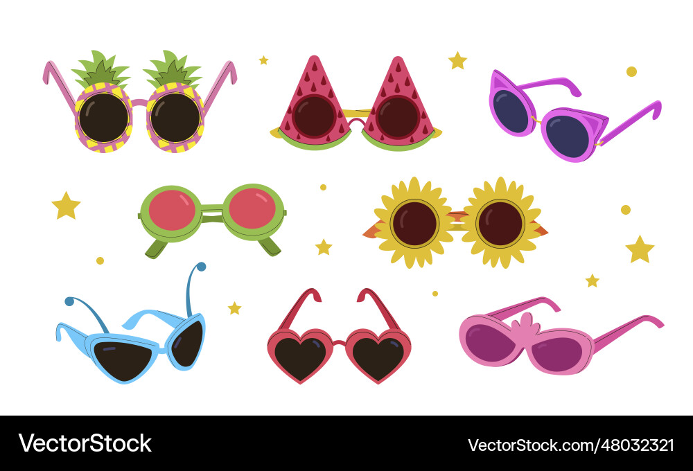 Party sunglasses set cartoon carnival decorative Vector Image