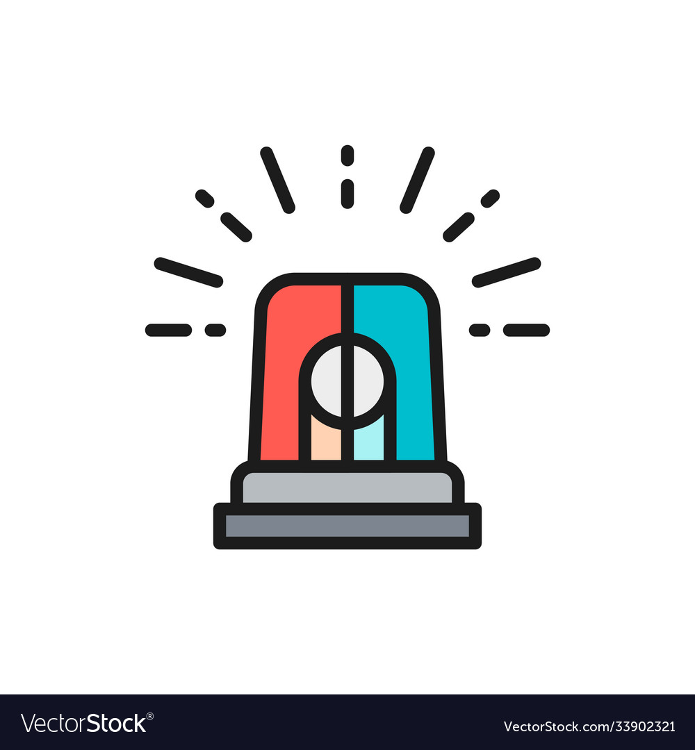Police flasher siren flat color line icon Vector Image Police flasher siren flat color line icon Vector Image