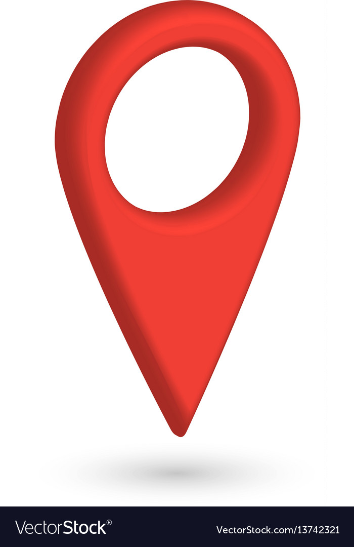 Red 3d map pointer with dropped shadow on white Vector Image