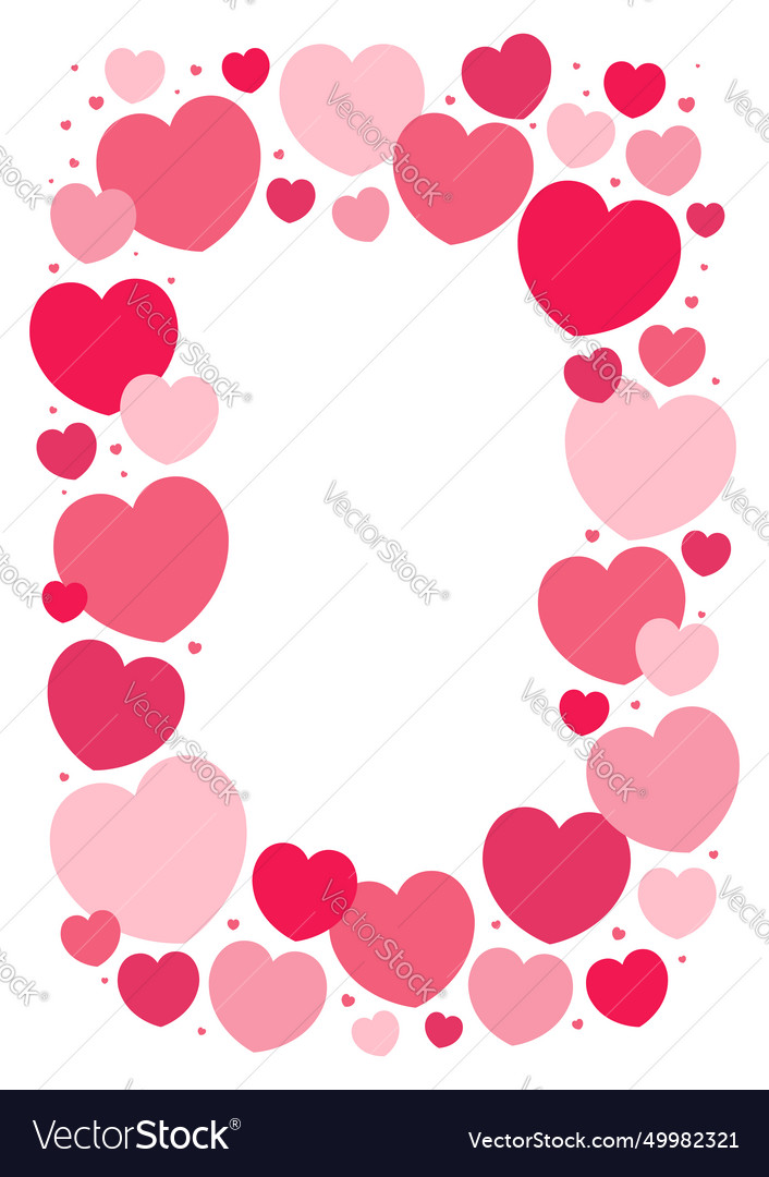 Red pink hearts valentines day frame border Vector Image