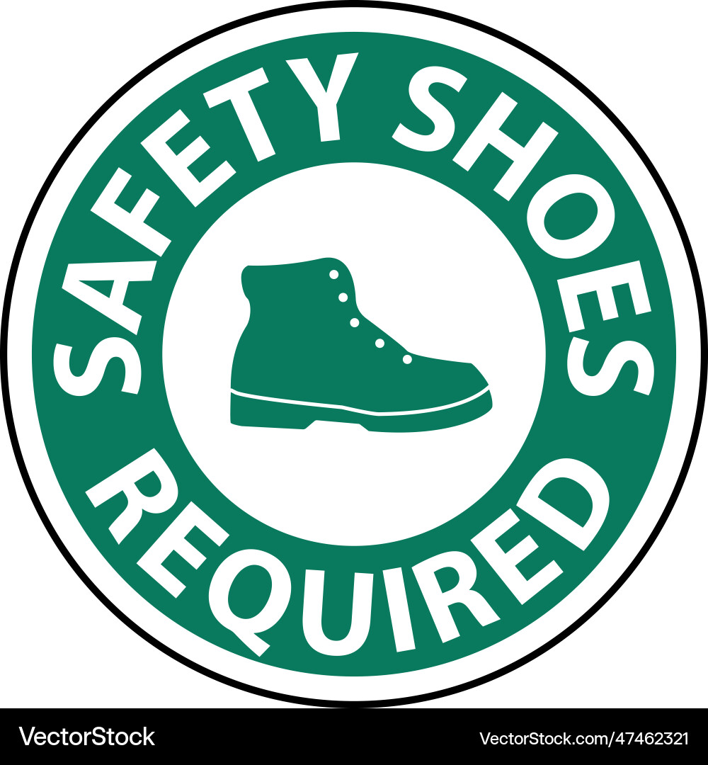 Safety shoes required floor sign on white Vector Image
