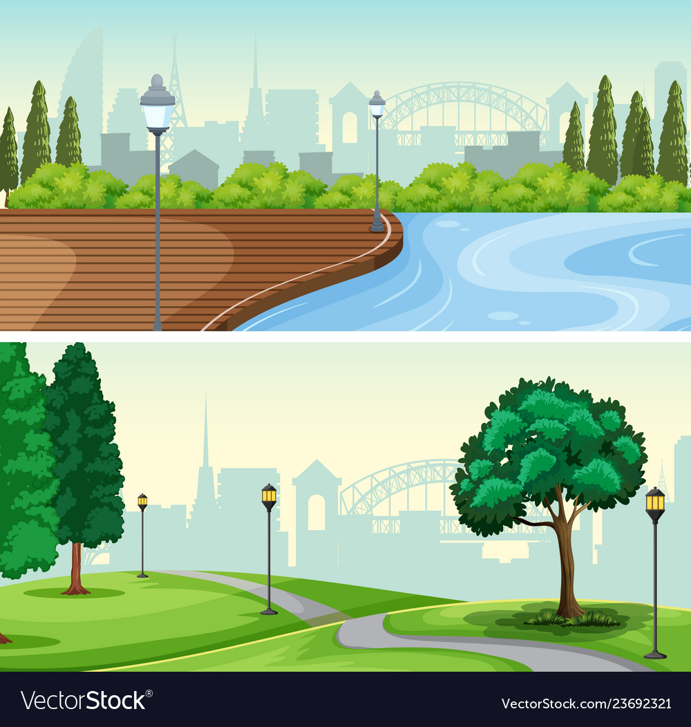 Set of empty park background Royalty Free Vector Image