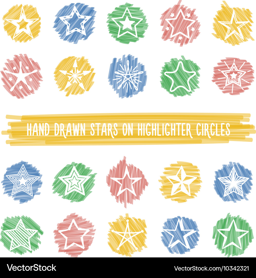 Set of hand drawn stars on highlight spots Vector Image