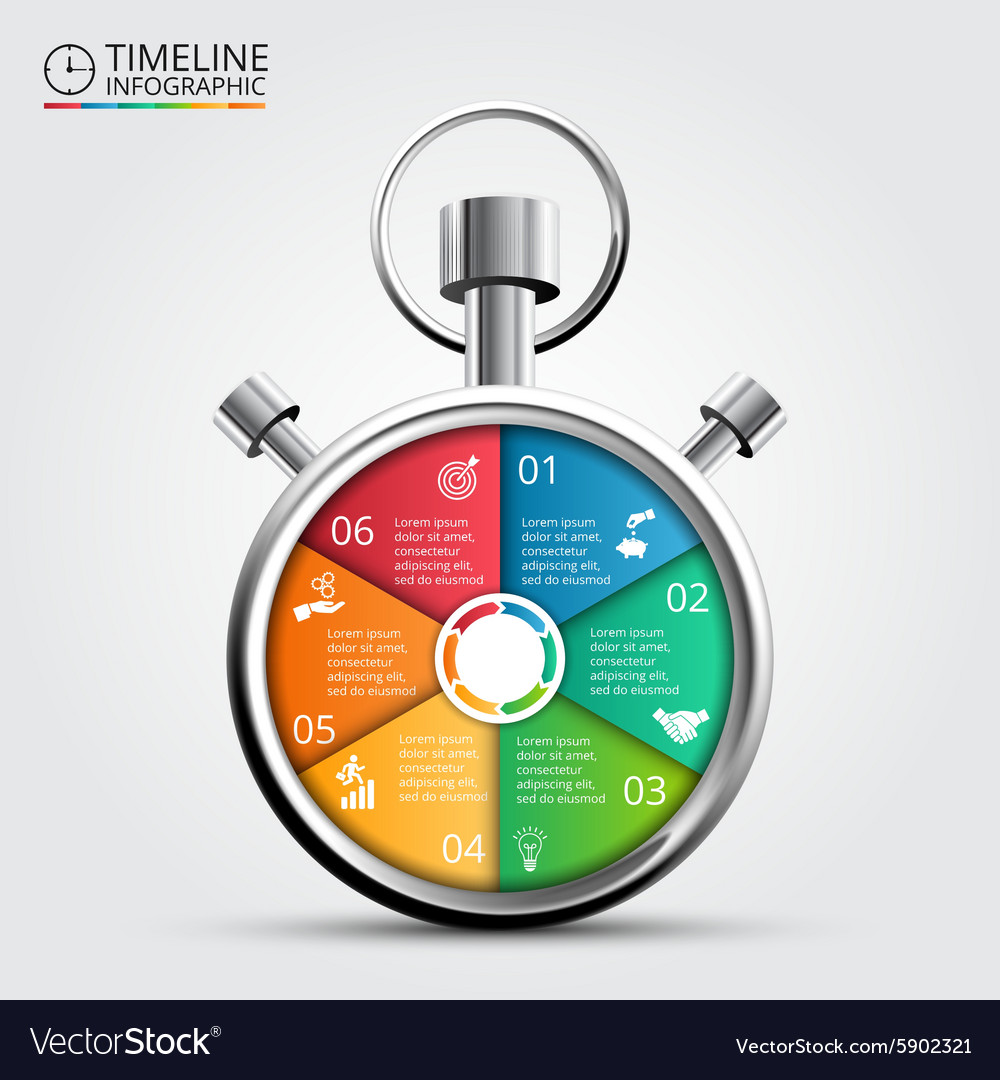 Stopwatch timeline infographic Royalty Free Vector Image