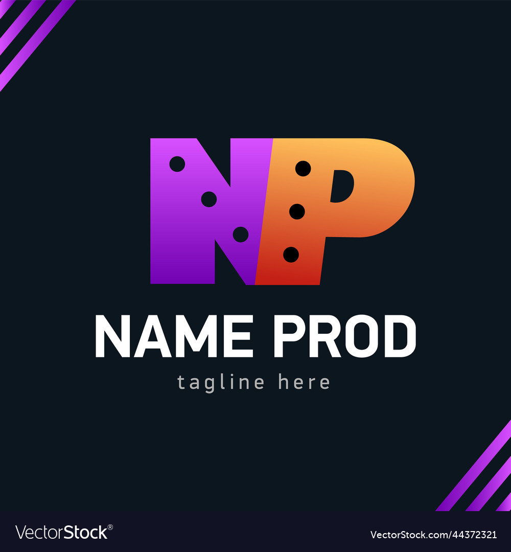 Violet and red letter n p with dot design element Vector Image