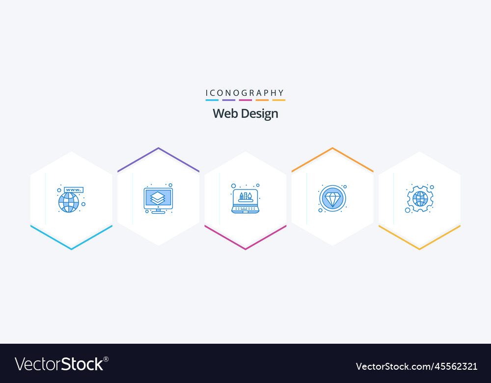 Web design 25 blue icon pack including settings Vector Image