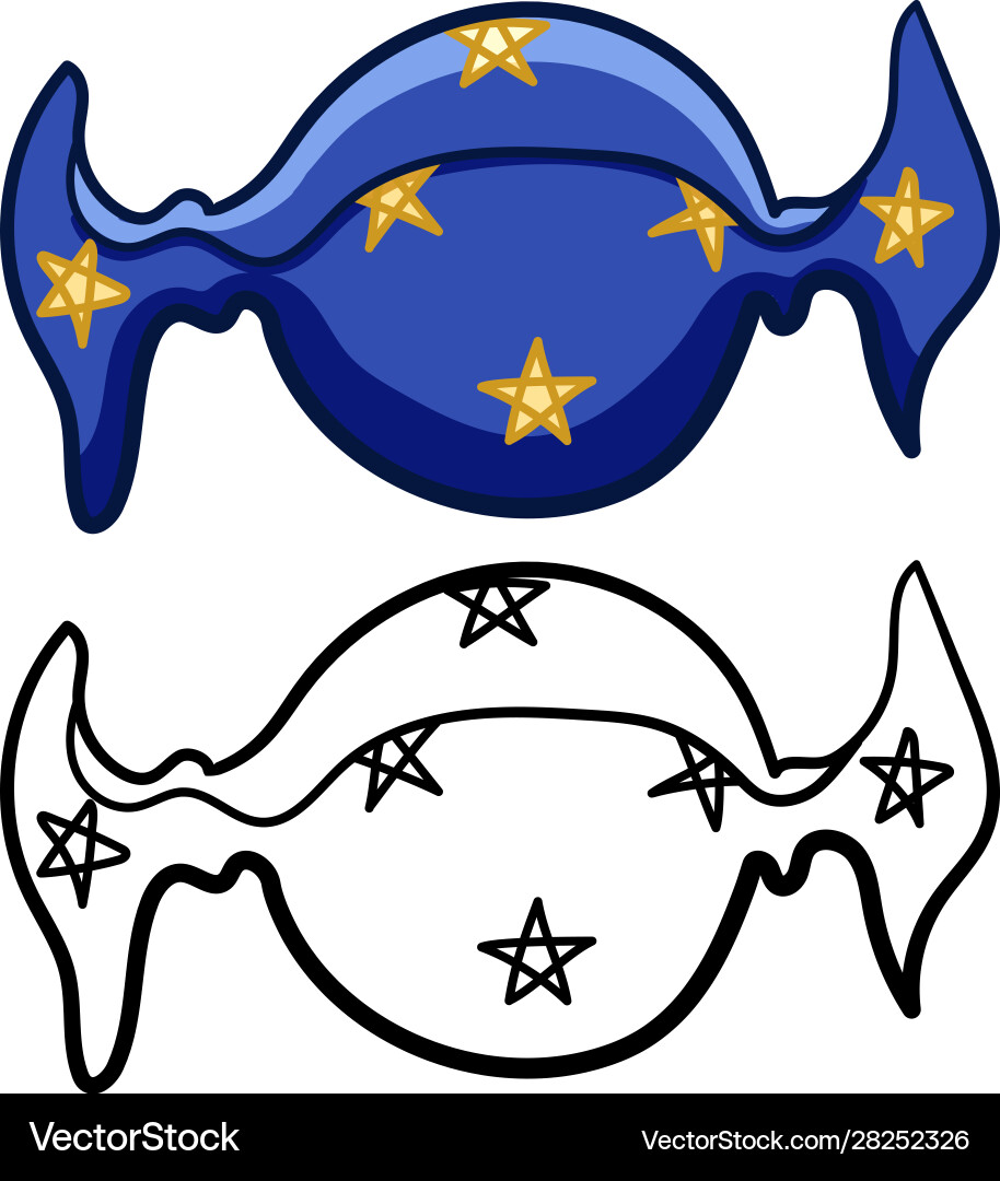 Candy in blue wrapper with yellow stars Royalty Free Vector