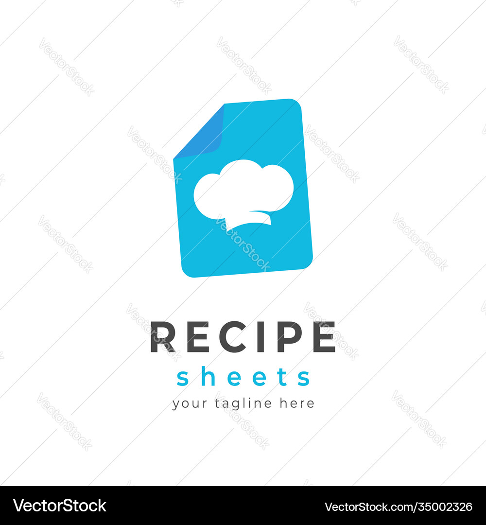 Chef cooking recipe sheet logo icon with blue Vector Image