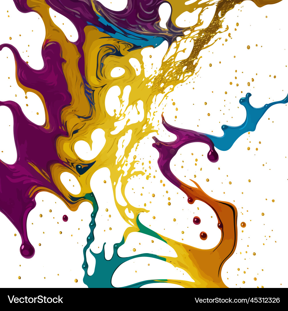 Colorful grunge dripping marble ink splash Vector Image