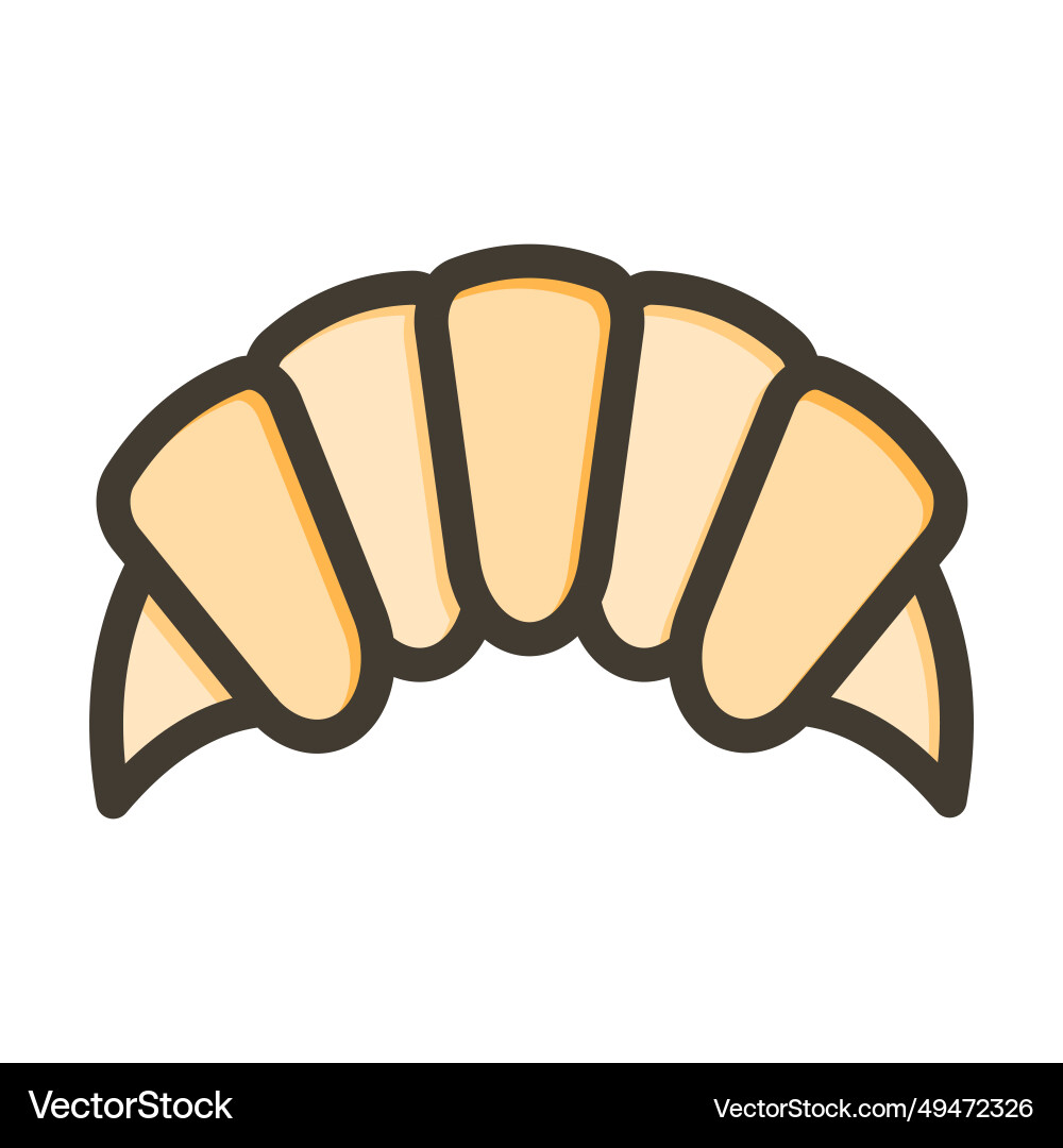 Croissant thick line filled colors icon Royalty Free Vector