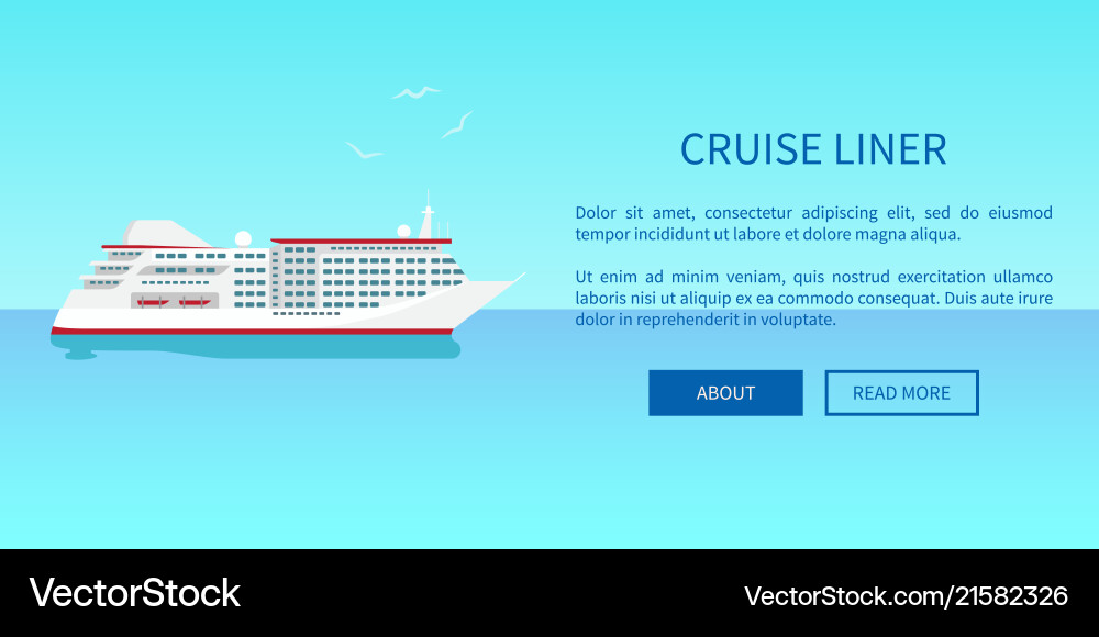 Cruise liner web page design in travelling concept