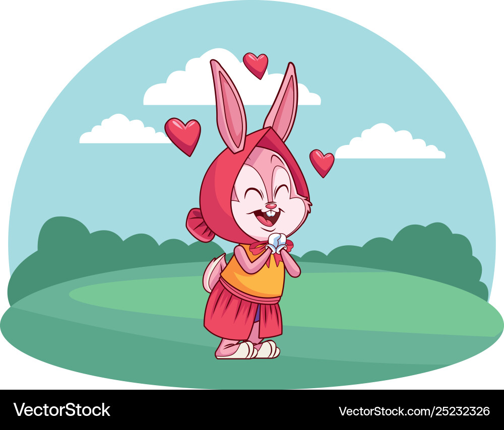 Cute easter bunny celebration in love nature Vector Image