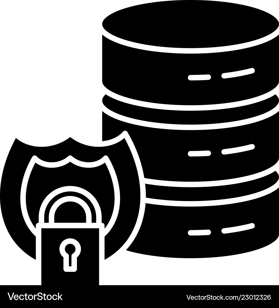 Data security black icon sign on isolated Vector Image