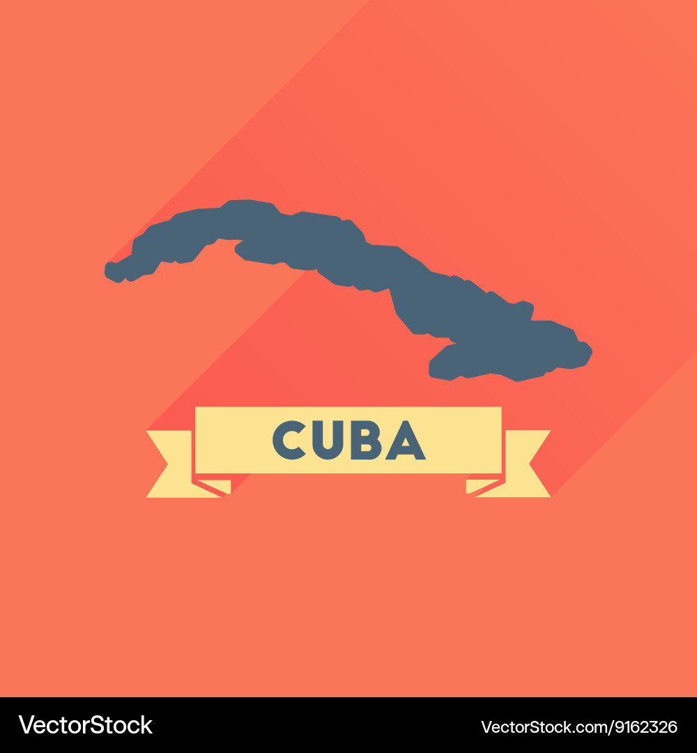 Flat icon with long shadow map of cuba Royalty Free Vector