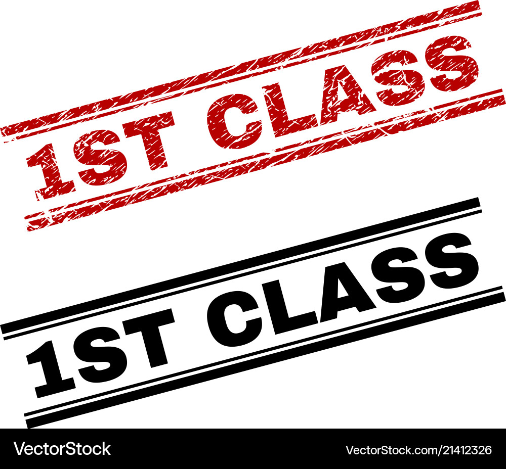 Grunge textured and clean 1st class stamp prints Vector Image