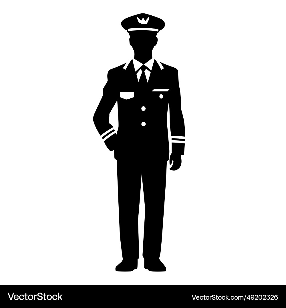 Male pilot black icon on white background Vector Image