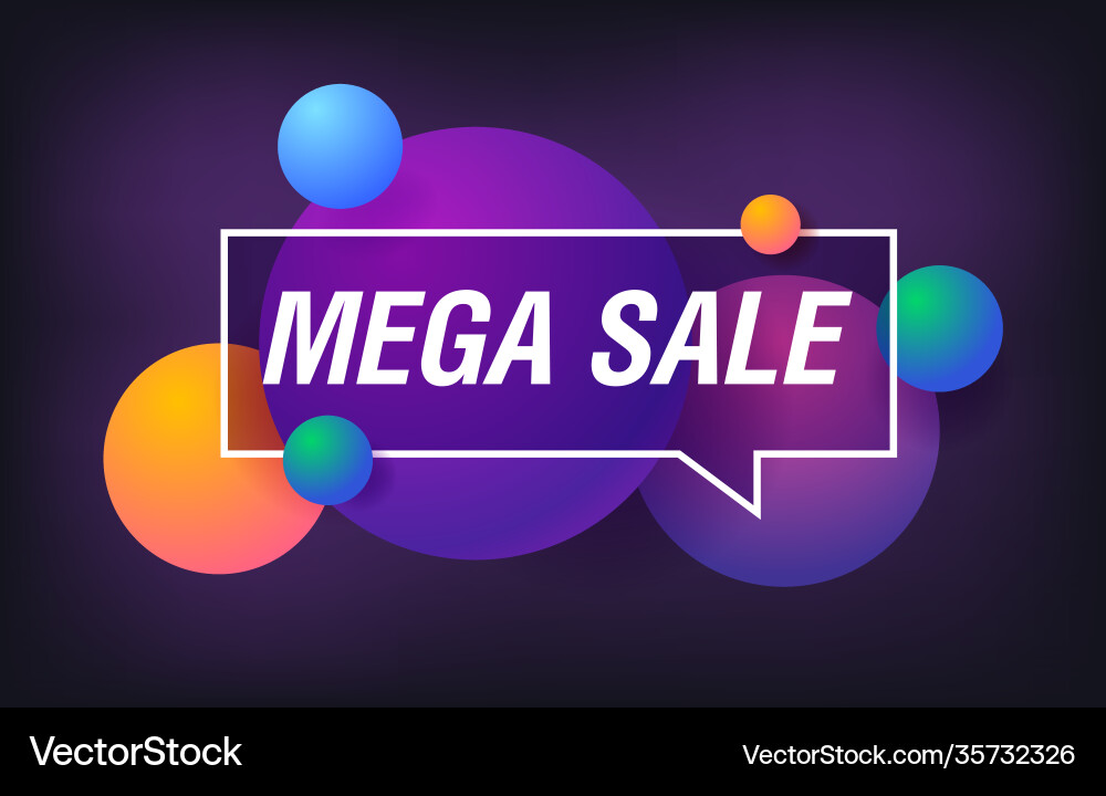 Mega sale in design banner template Royalty Free Vector
