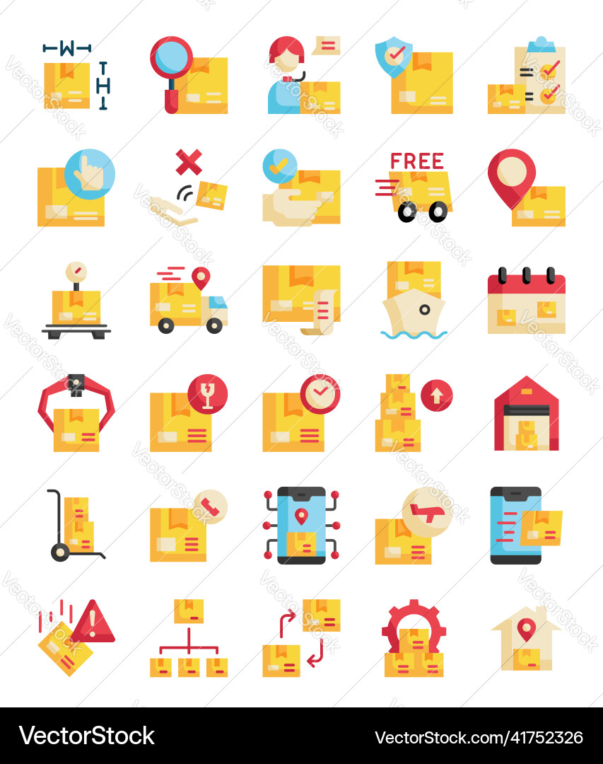 Set of packaging delivery flat web icons Vector Image