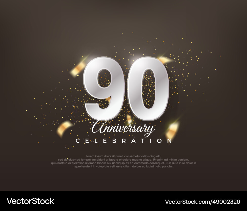 Silver metallic number 90th luxurious and elegant Vector Image