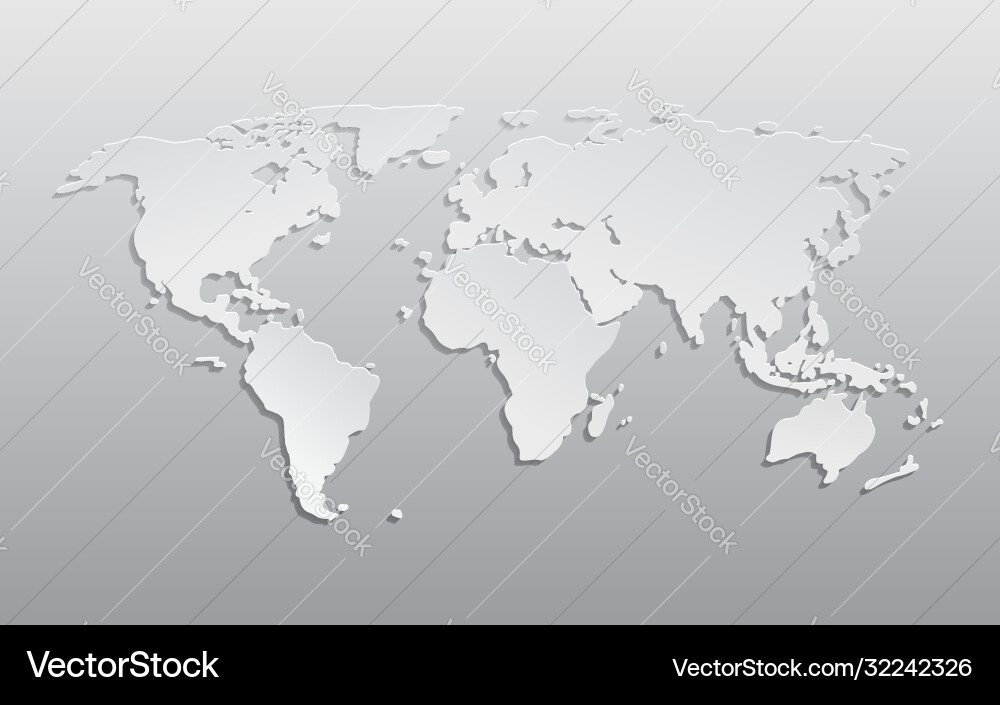 White paper world map 3d atlas earth Royalty Free Vector