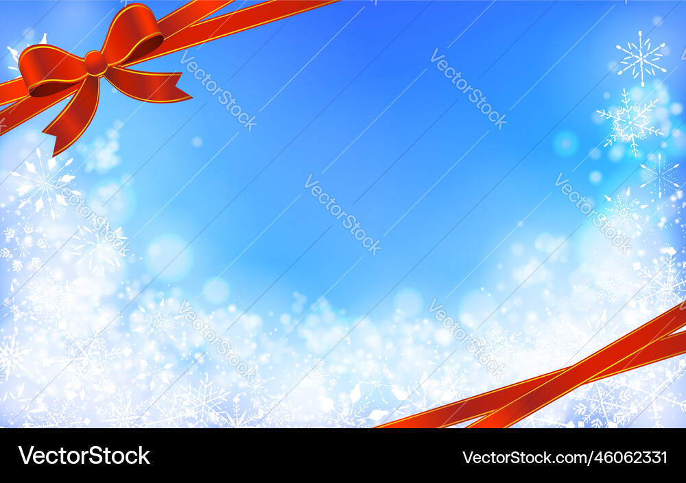 Background material of snowflake with ribbon Vector Image