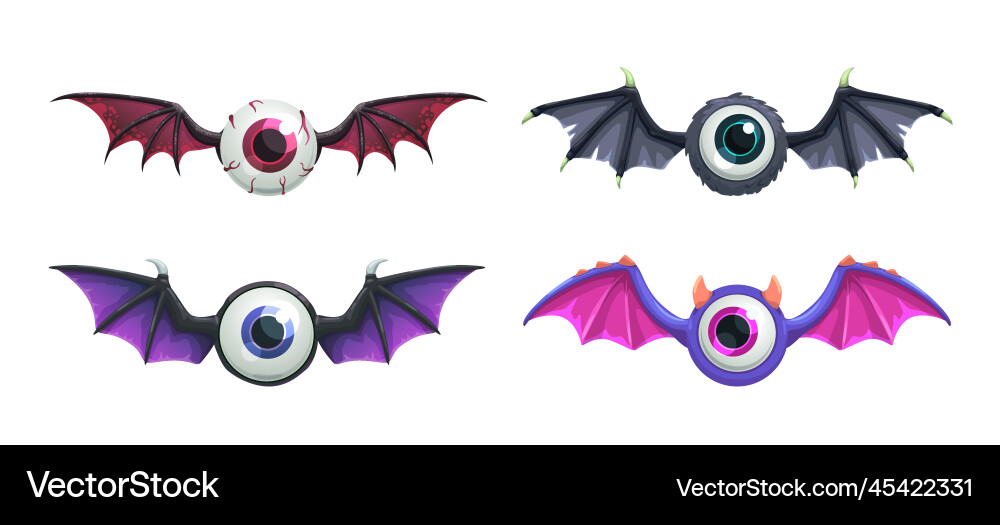 Cartoon flying evil monsters with bat wings Vector Image