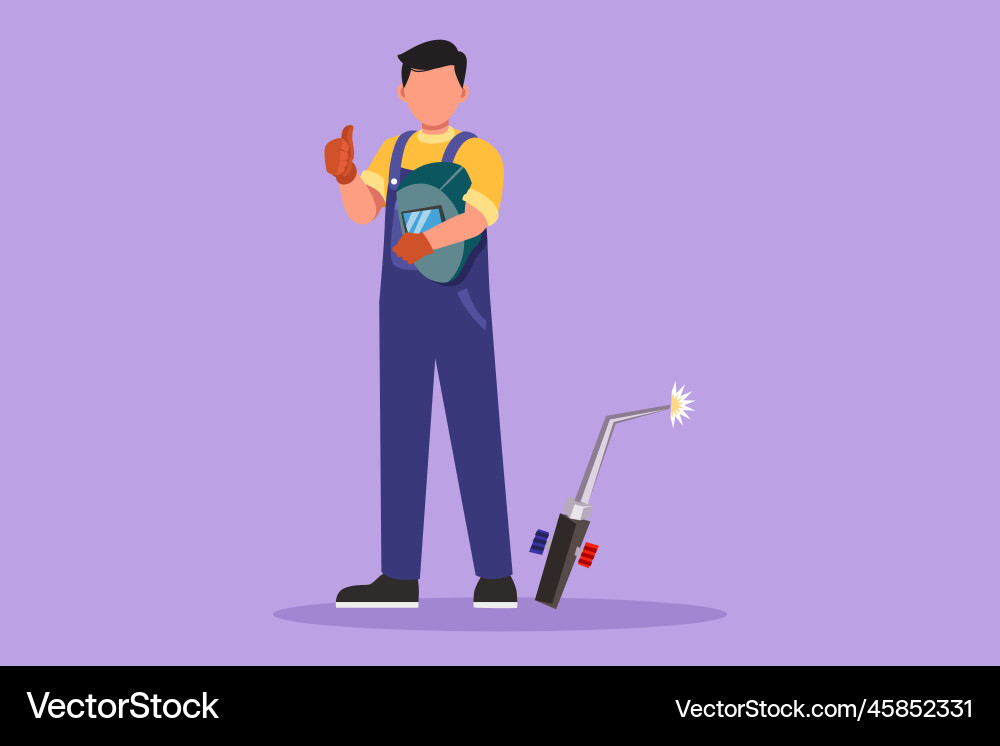 Character flat drawing male welder standing Vector Image