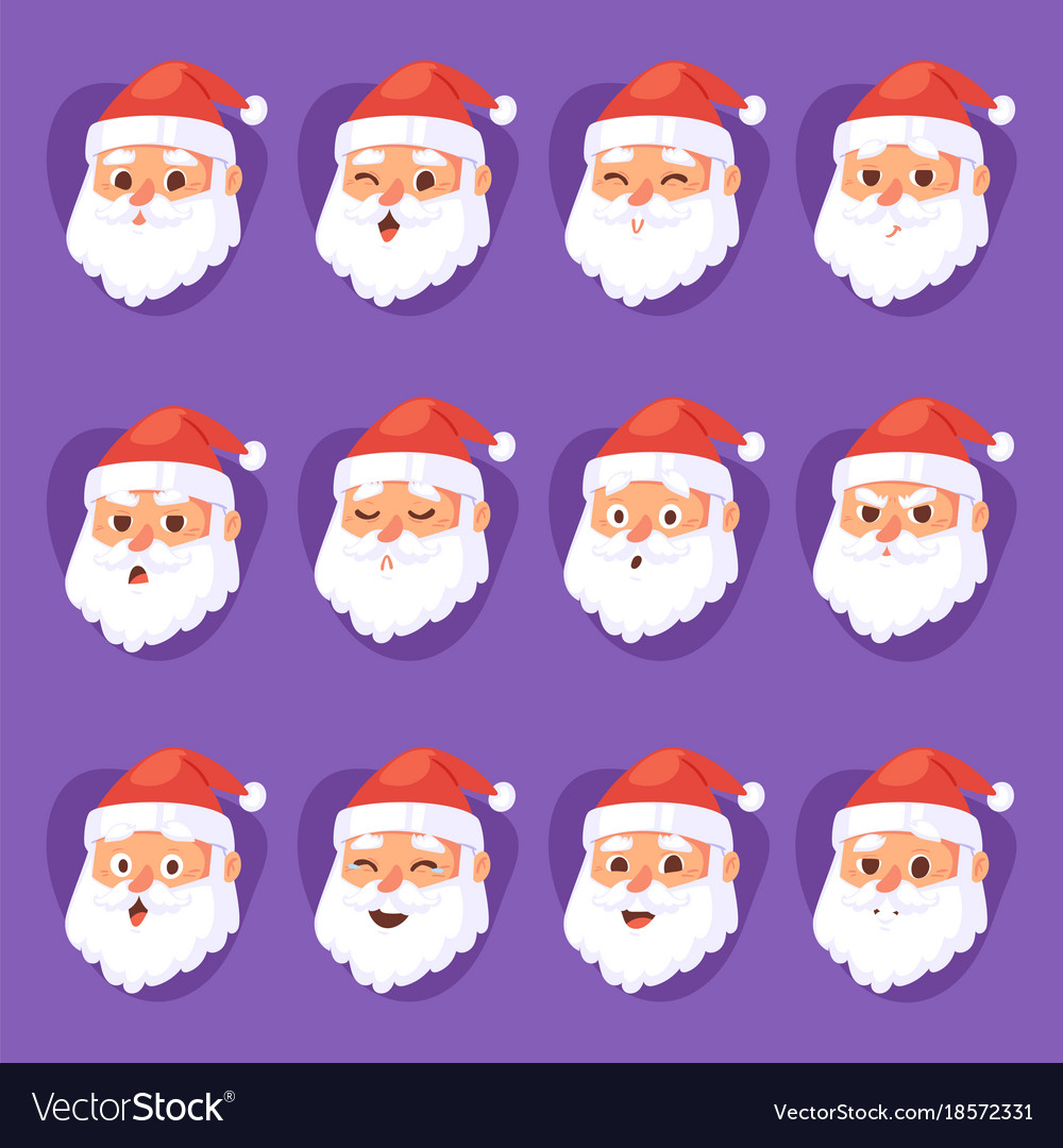 Christmas santa claus emotion faces Royalty Free Vector