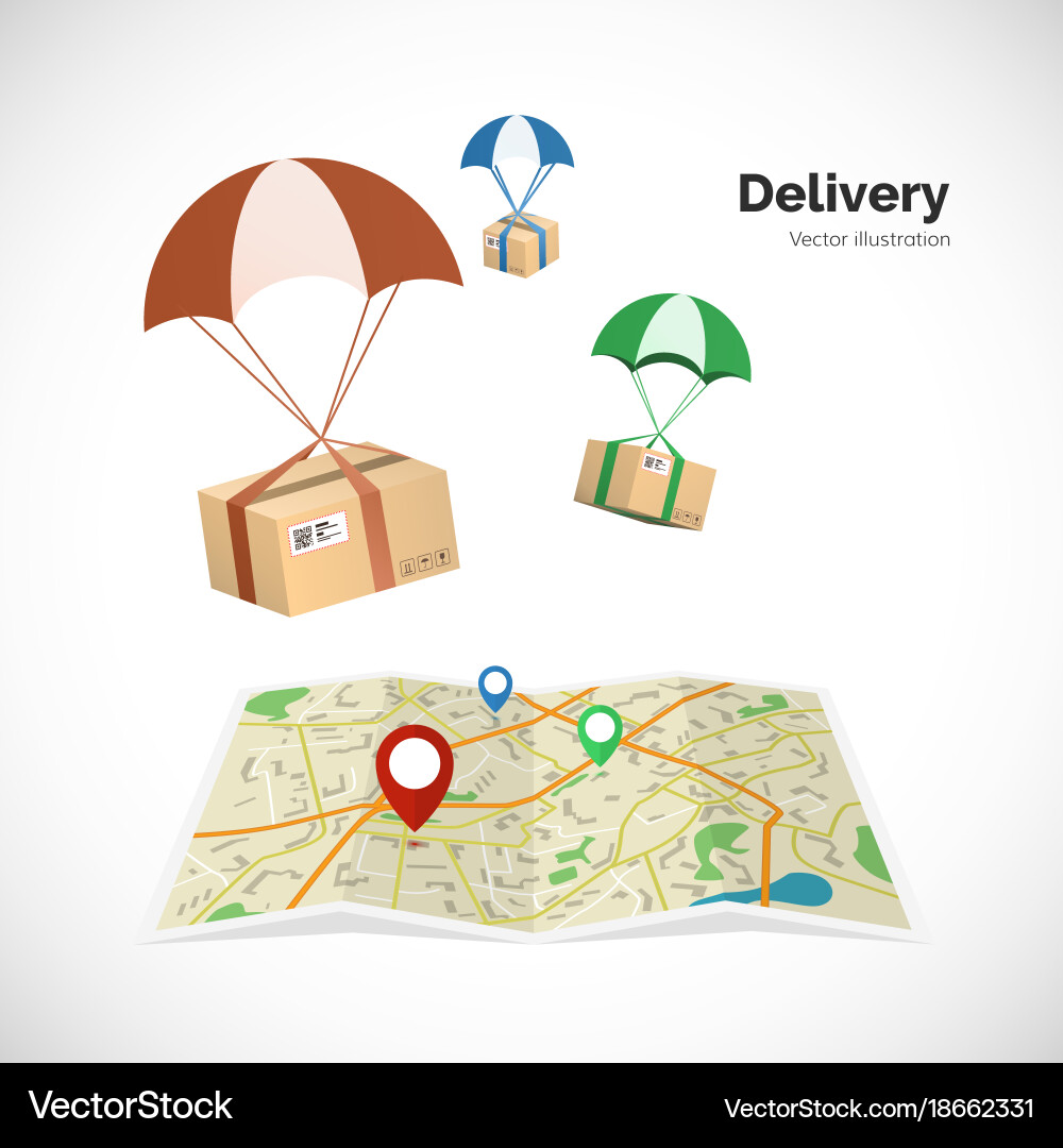 Delivery service parcels fly to the destination Vector Image