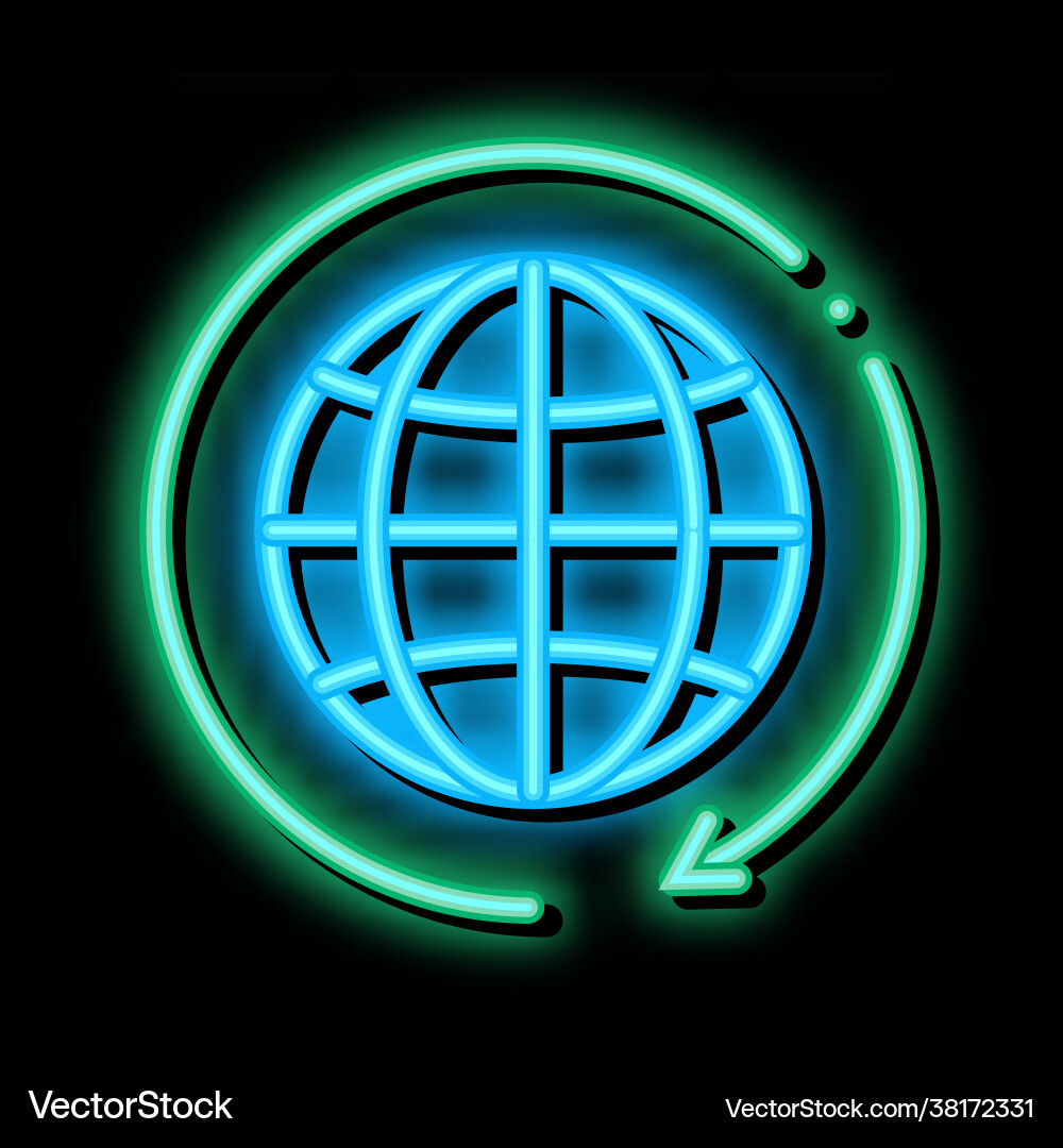 Earth turn neon glow icon Royalty Free Vector Image