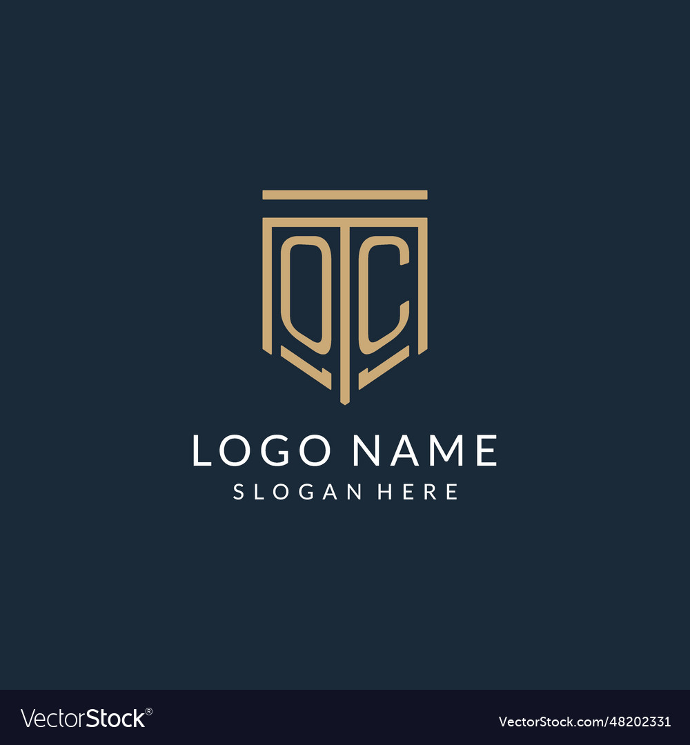 Initial oc shield logo monoline style modern Vector Image Initial oc shield logo monoline style modern Vector Image