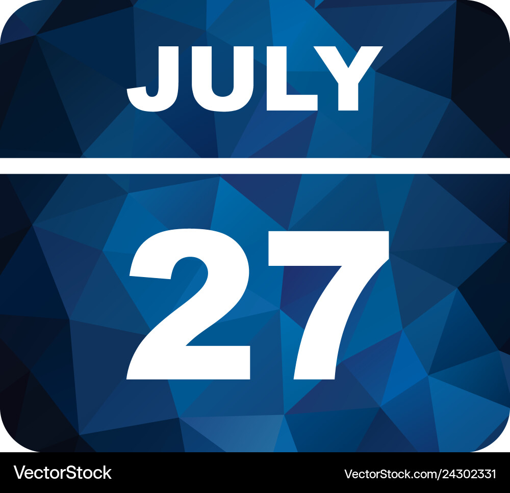 July 27th date on a single day calendar Royalty Free Vector