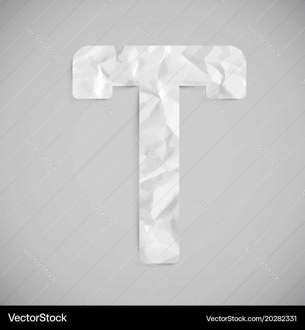 Letter made by crumpled paper with shadows Vector Image