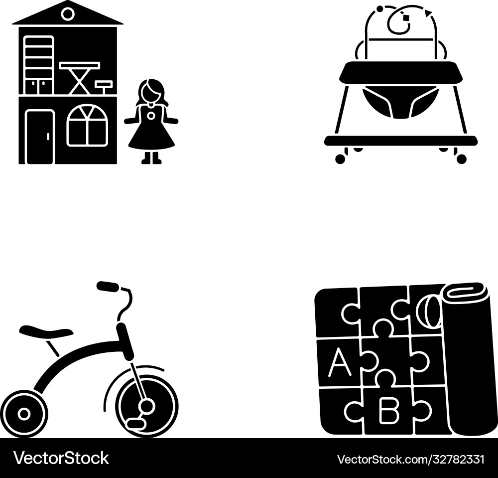 Motor skills development black glyph icons set Vector Image