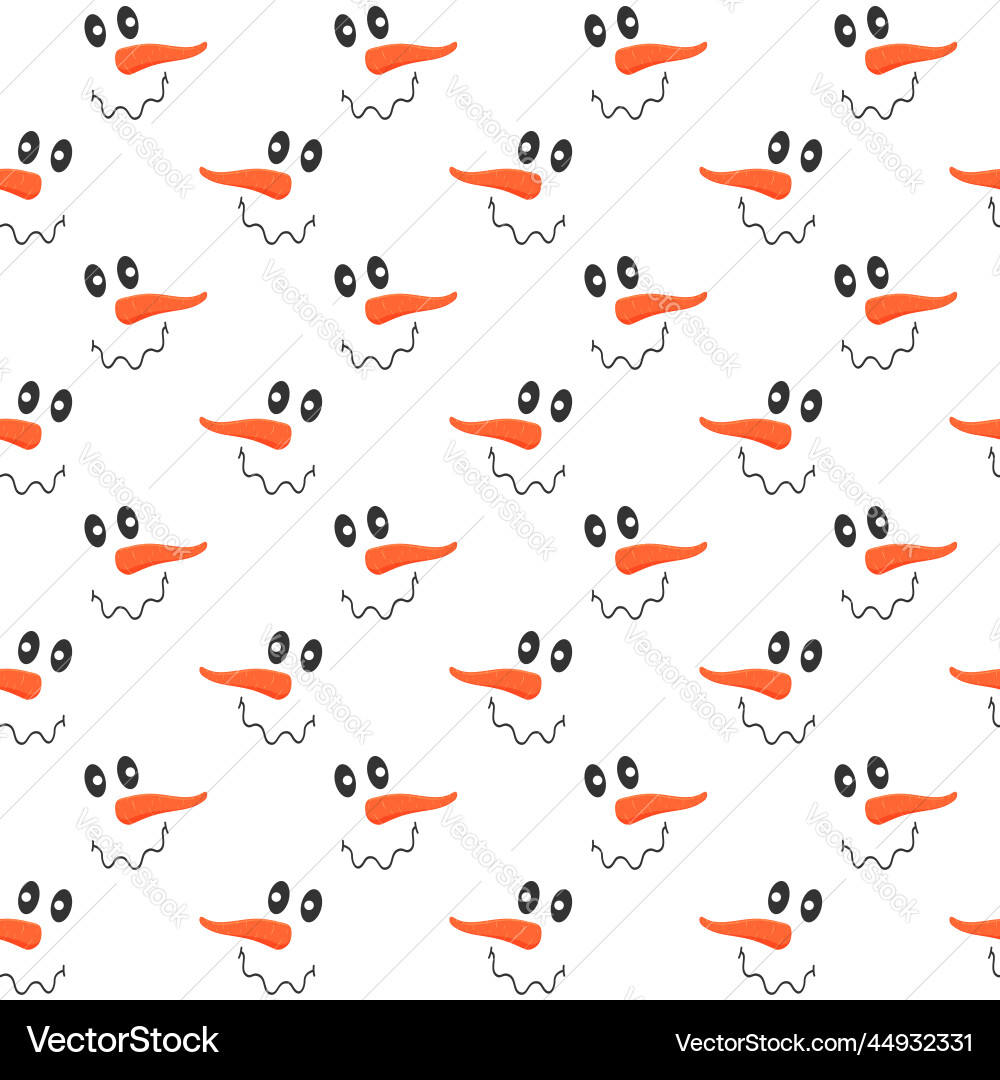 Smiling snowman faces with squiggly mouthes Vector Image