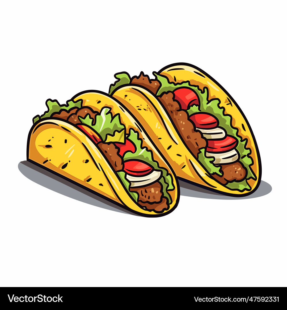 Tacos hand-drawn mexican taco doodle style Vector Image