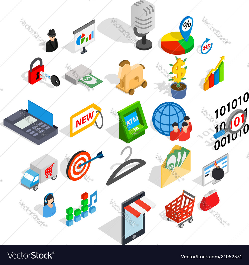 Website development icons set isometric style Vector Image