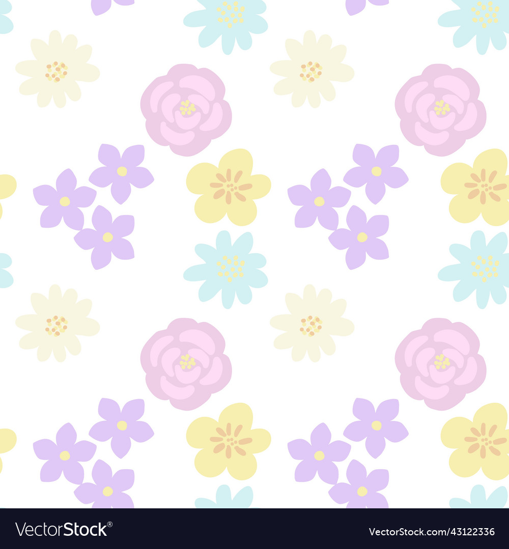 Bloom flowers seamless pattern spring summer Vector Image