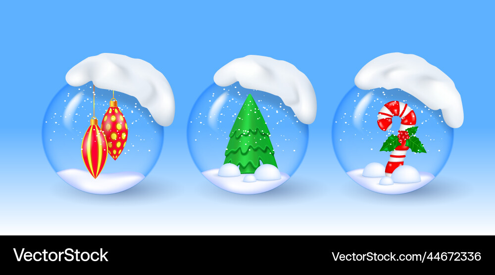 Christmas snow glass balls Royalty Free Vector Image