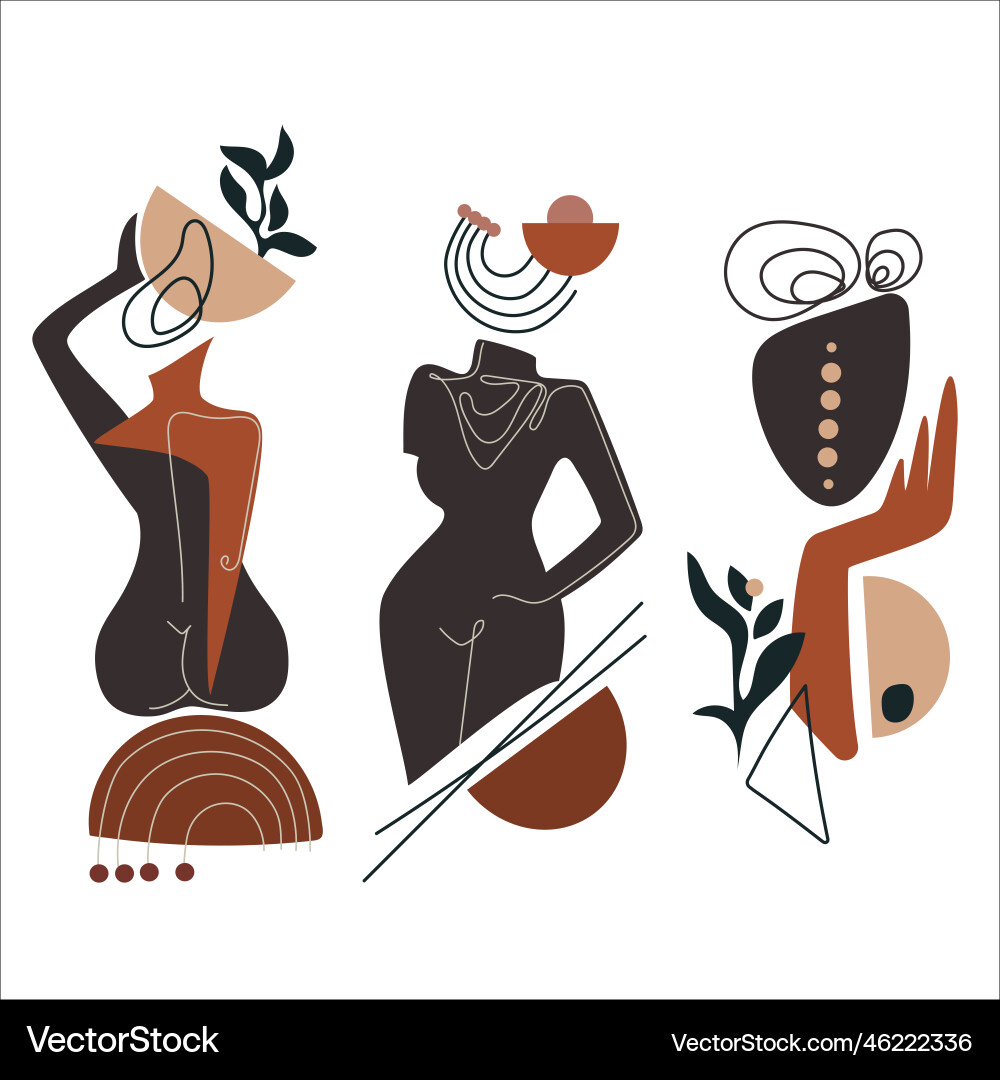 Contemporary art abstract female figures Vector Image