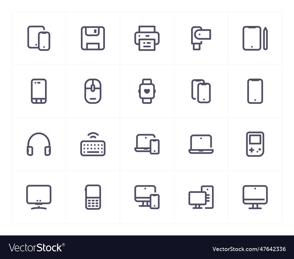 Device and computer line icon set Royalty Free Vector Image