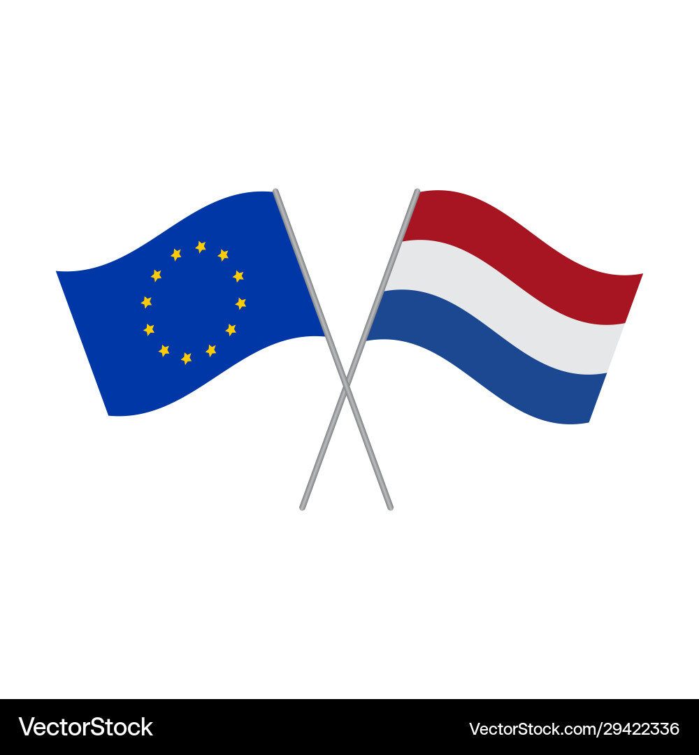 European union and netherlandish flags isolated Vector Image