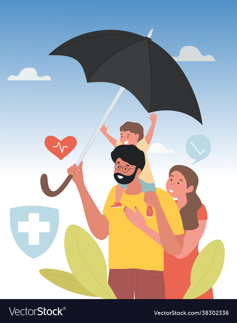 Family under umbrella Royalty Free Vector Image