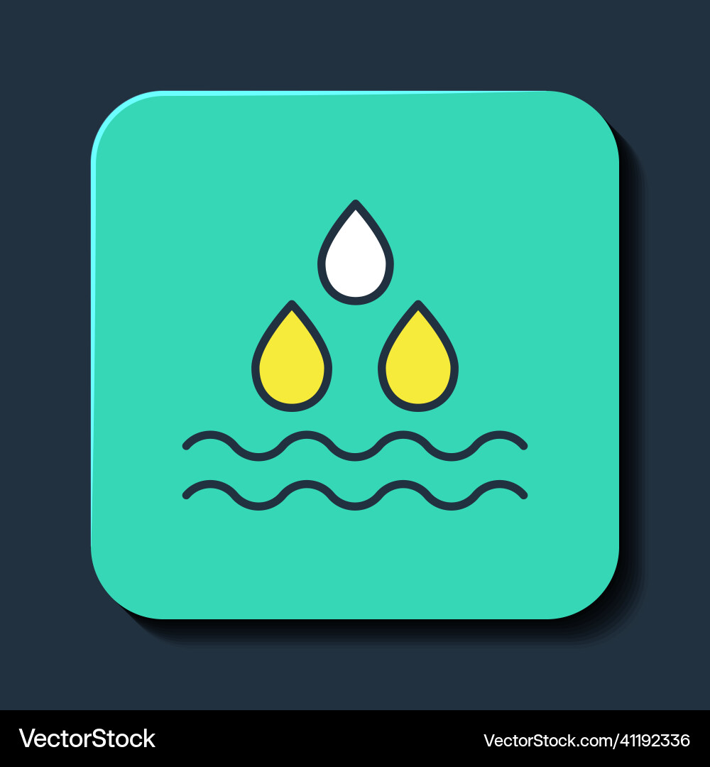Filled outline water drop icon isolated on blue Vector Image