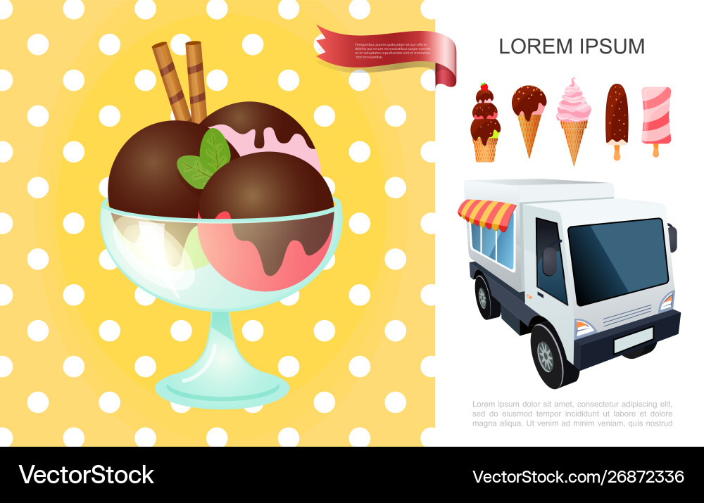 Flat ice cream summer template Royalty Free Vector Image