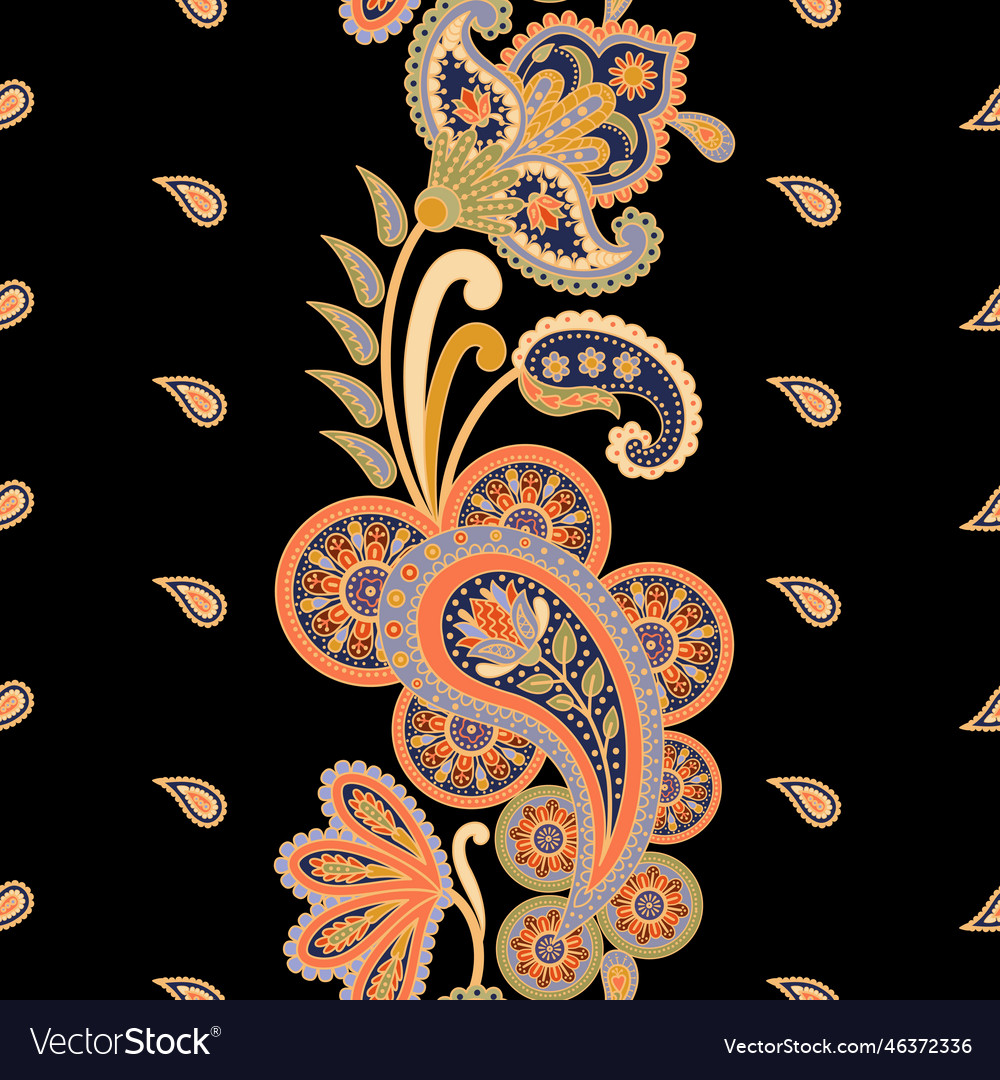 Floral Paisley Seamless Pattern From Ehtnic Vector Image