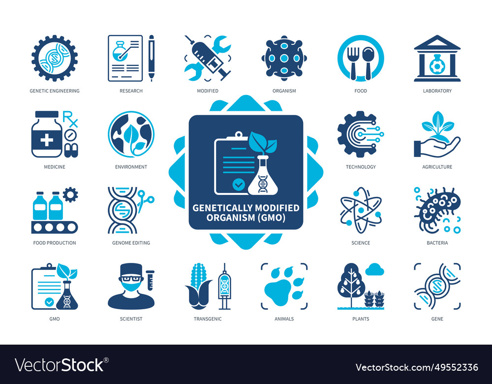 Gmo solid icon set Royalty Free Vector Image - VectorStock